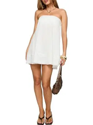 Princess Polly Strapless Cotton Minidress - White