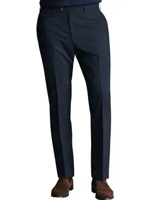 CHARLES TYRWHITT Smart Wool Stretch Trousers - Ink Blue