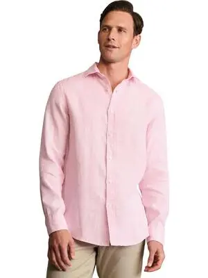 CHARLES TYRWHITT Plain Pure Linen Shirt - Pink