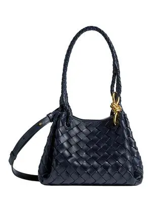 Bottega Veneta Small Leather Parachute Shoulder Bag Blue