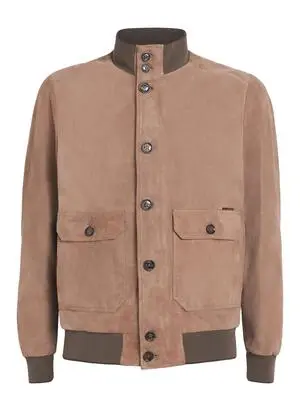 MOORER Suede Field Jacket - Brown