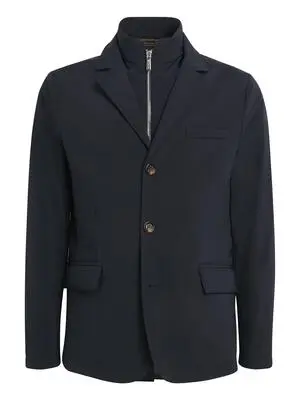 MOORER Layered Borromeo Coat Navy