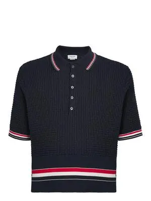 Thom Browne Cotton Ripple-stitch Polo Shirt - Navy