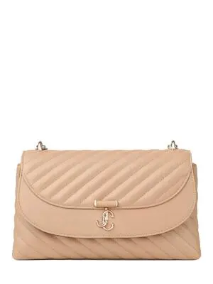 JIMMY CHOO Medium Quilted Leather Curve Shoulder Bag - Brown