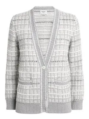 Thom Browne Tweed V-neck Cardigan - Grey