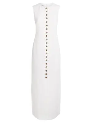Lafayette 148 New York Linen Sleeveless Maxi Dress - White