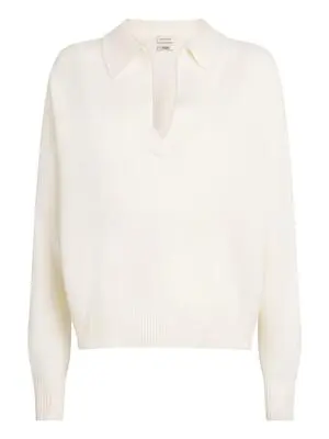 Almada Label Cashmere Collared Sweater - Ivory