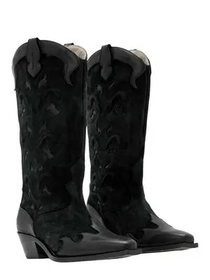 ALLSAINTS Suede Dolly Cowboy Boots Black