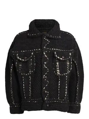 Kapital Wool Knitted Trucker Jacket - Black