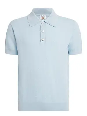 Casablanca Cotton-blend Pointelle Monogram Polo Shirt - Blue