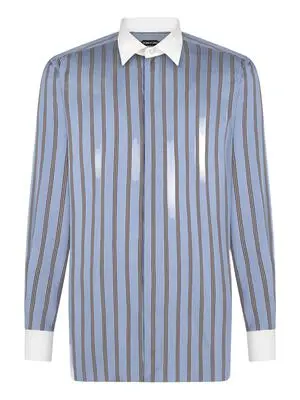 TOM FORD Silk Regent Stripe Shirt - Blue