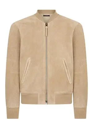 TOM FORD Leather Bomber Jacket - Green