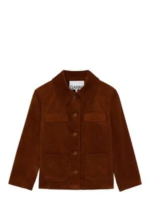 GANNI Double Breasted Blazer With Notched Lapel - Brown