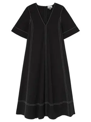 GANNI Cotton A-line Dress - Black