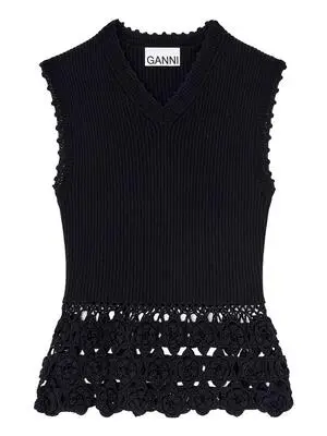 GANNI Sleeveless Vest - Black