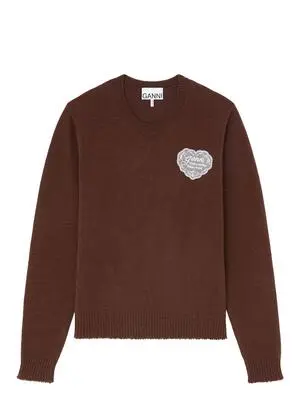 GANNI Graphic Print Sweater Brown