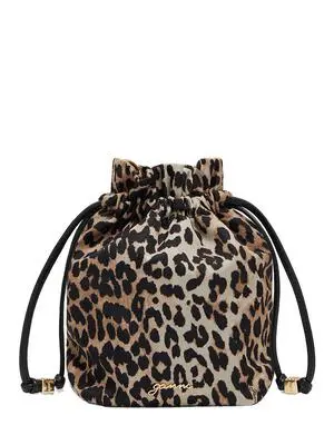 GANNI Printed Bucket Pouch - Brown