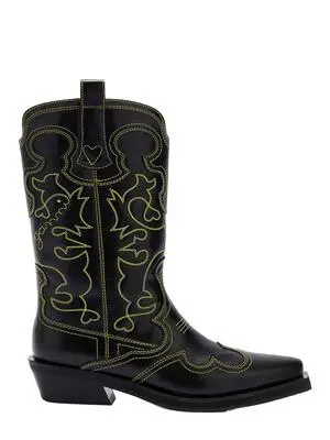 GANNI Mid-shaft Western Boots - Yellow