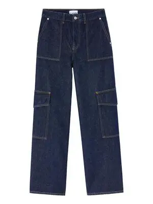 GANNI High-rise Straight Jeans - Navy