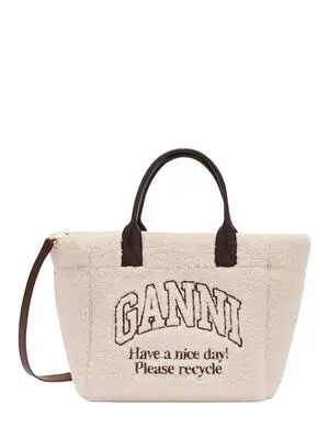 GANNI Shearling Small Tote - White