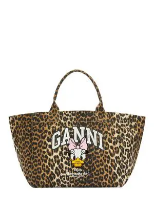 GANNI GANNI X Disney Daisy Duck Leopard Tote Brown