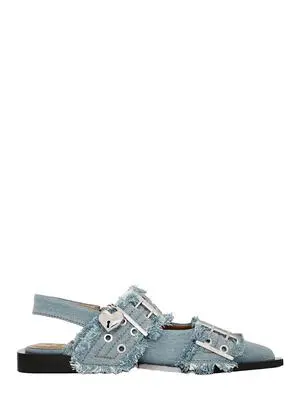 GANNI Buckle Ballerinas - Blue