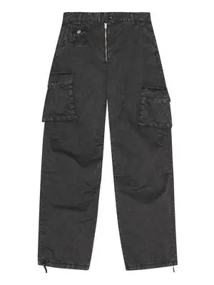 GANNI Washed Twill Cargo Trousers - Mixed