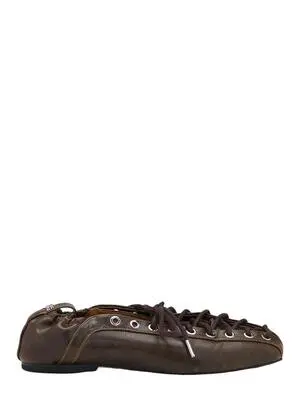 GANNI Lace-up Ballerinas - Green
