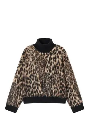 GANNI Leopard Print High-neck Sweater - Mixed