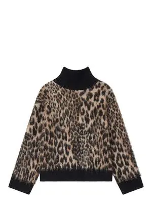 GANNI Leopard Printed Open Back Sweater Mixed