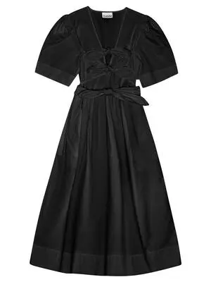GANNI Stretch Cotton Midi Dress - Black
