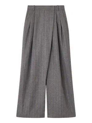 GANNI Stripe Wide Leg Trousers - Grey