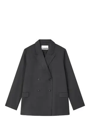 GANNI Double-breasted Blazer - Black