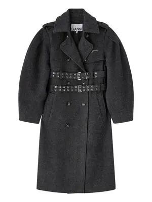GANNI Wool Trench Coat - Mixed