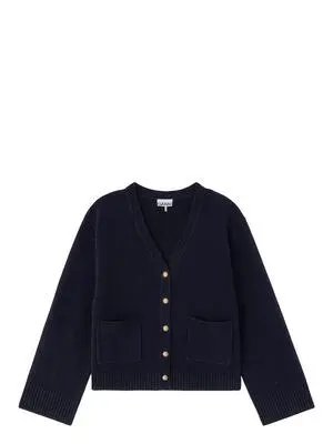 GANNI Classic Wool Cardigan - Navy