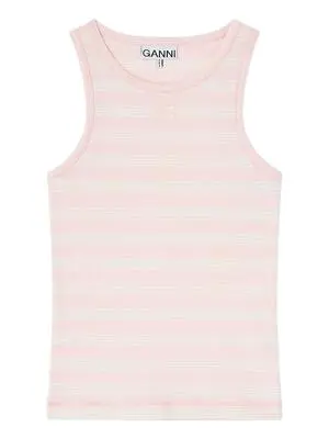 GANNI Stripe Rib Tank Top Pink