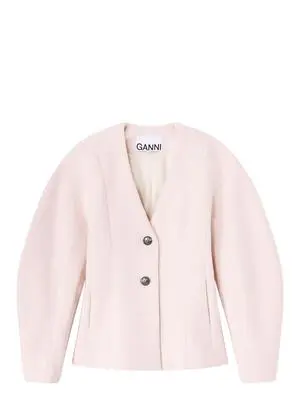 GANNI Wool Blazer - Pink