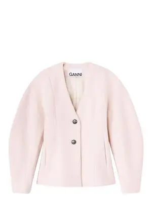 GANNI Wool Blazer - Pink