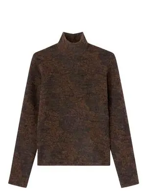 GANNI Sheer Flower Print Turtleneck - Brown