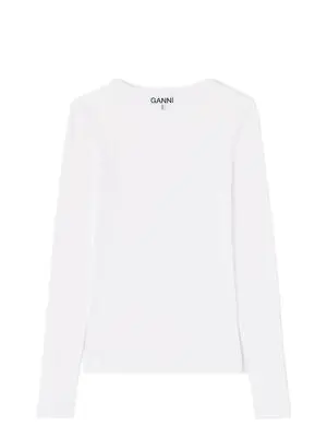 GANNI Ribbed Long-sleeve Top - White