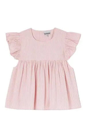 GANNI Frill-sleeve Top - Pink