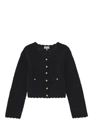 GANNI Crochet Cardigan - Black