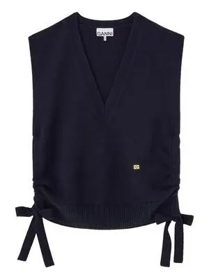 GANNI Classic Wool Vest - Navy