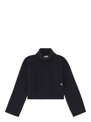 GANNI Wool Turtleneck Sweater - Navy