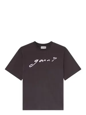 GANNI Cotton Rib T-shirt - Mixed