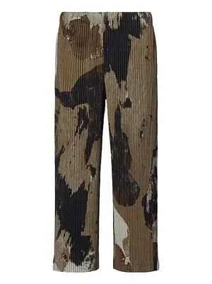 Issey Miyake Painted-stone Pleated Knit Trousers - Brown