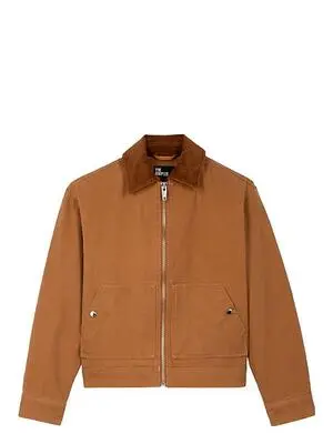 The Kooples Relaxed Fit Cotton Jacket With Cord Collar - Camel