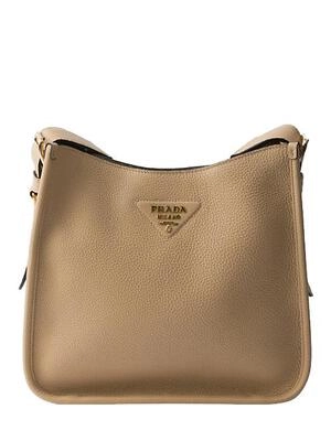 Prada Logo-plaque Leather Shoulder Bag - Brown