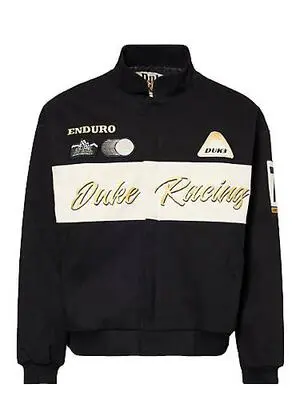 DUKE + DEXTER Dr1 Racing Embroidered-logo Cotton Jacket - Black