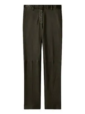JOSEPH Coleman Slim-Fit Leather Trousers Palm Leaf
